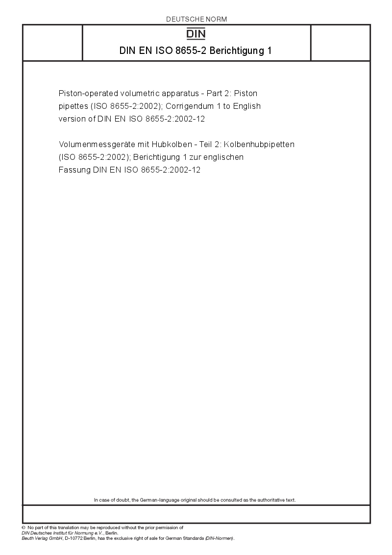 DIN EN ISO 8655-2 Berichtigung 1