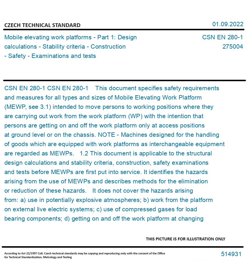 CSN EN 280-1 - Mobile elevating work platforms - Part 1: Design ...