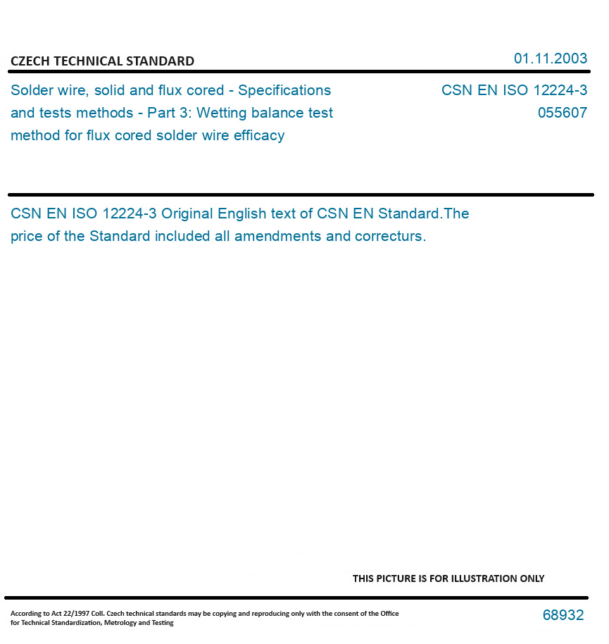 CSN EN ISO 12224-3 - Solder wire, solid and flux cored - Specifications ...