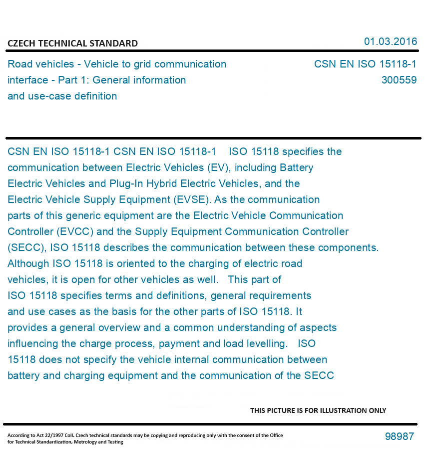 CSN EN ISO 15118-1 - Road vehicles - Vehicle to grid communication interface - Part 1: General ...
