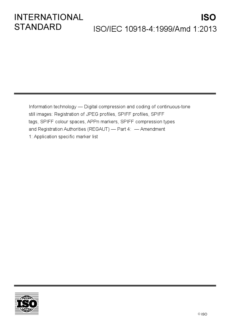 ISO/IEC 10918-4:1999/Amd 1:2013