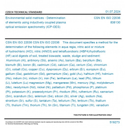 CSN EN ISO 22036 - Environmental solid matrices - Determination of elements using inductively ...