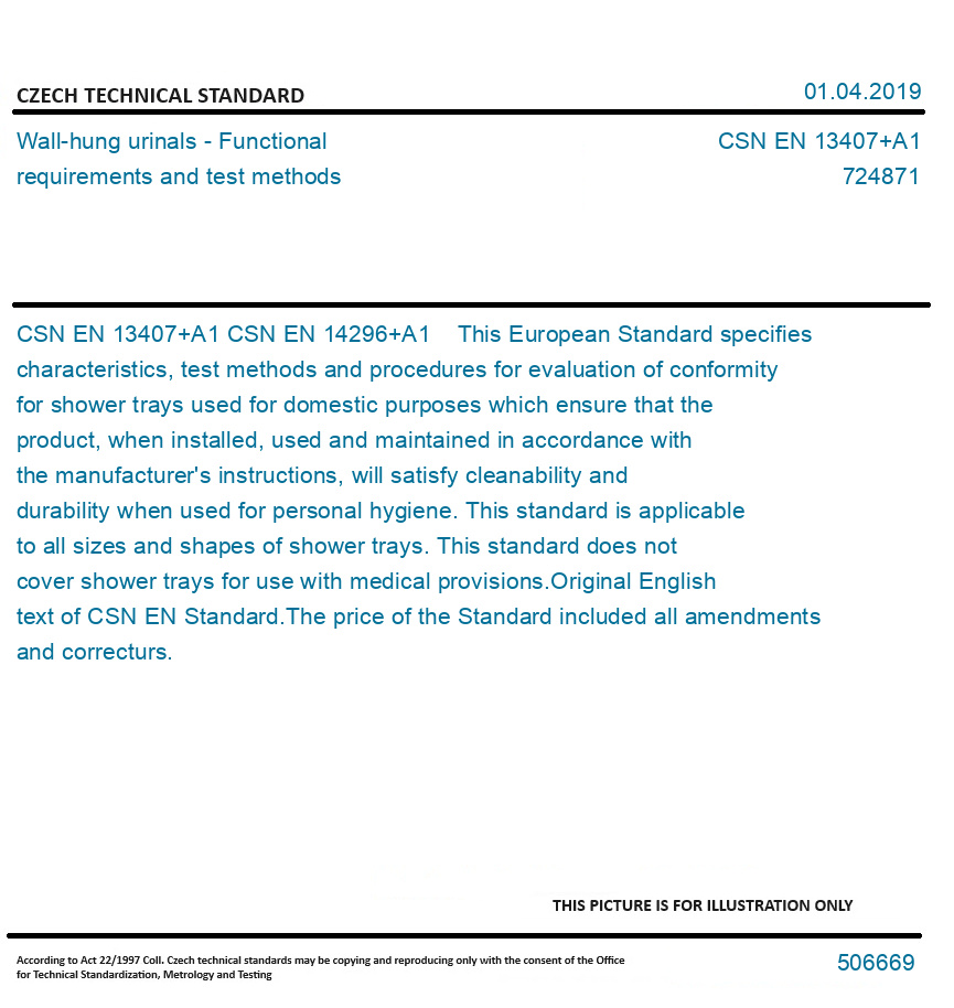 CSN EN 13407+A1 - Wall-hung urinals - Functional requirements and test ...