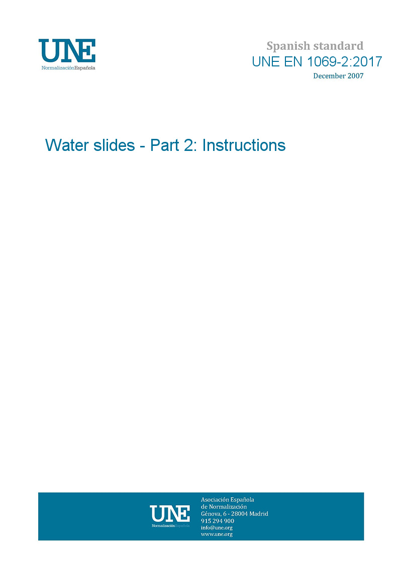 UNE EN 1069-2:2017 Water slides - Part 2: Instructions