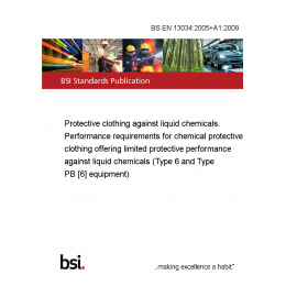 BS EN 13034:2005+A1:2009 Protective clothing against liquid chemicals ...