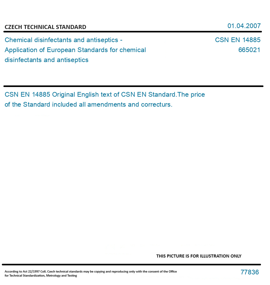 CSN EN 14885 - Chemical disinfectants and antiseptics - Application of ...