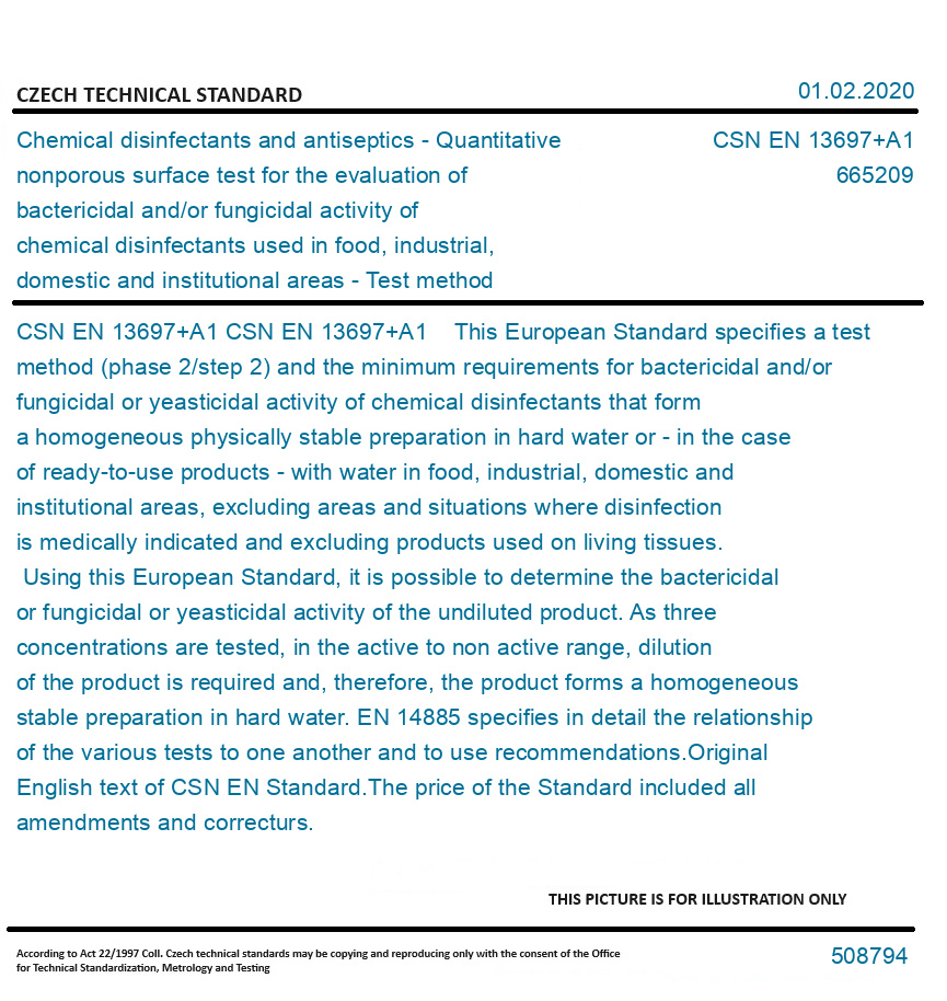 CSN EN 13697+A1 - Chemical disinfectants and antiseptics - Quantitative ...