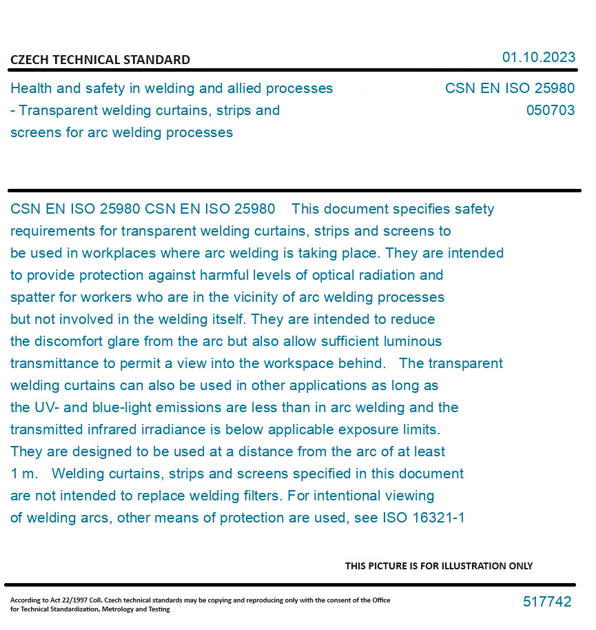 CSN EN ISO 25980 - Health and safety in welding and allied processes - Transparent welding ...